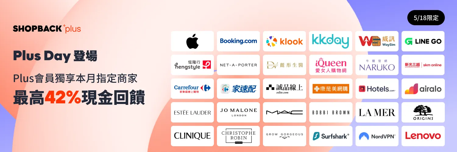 ShopBack Plus會員獨享優惠